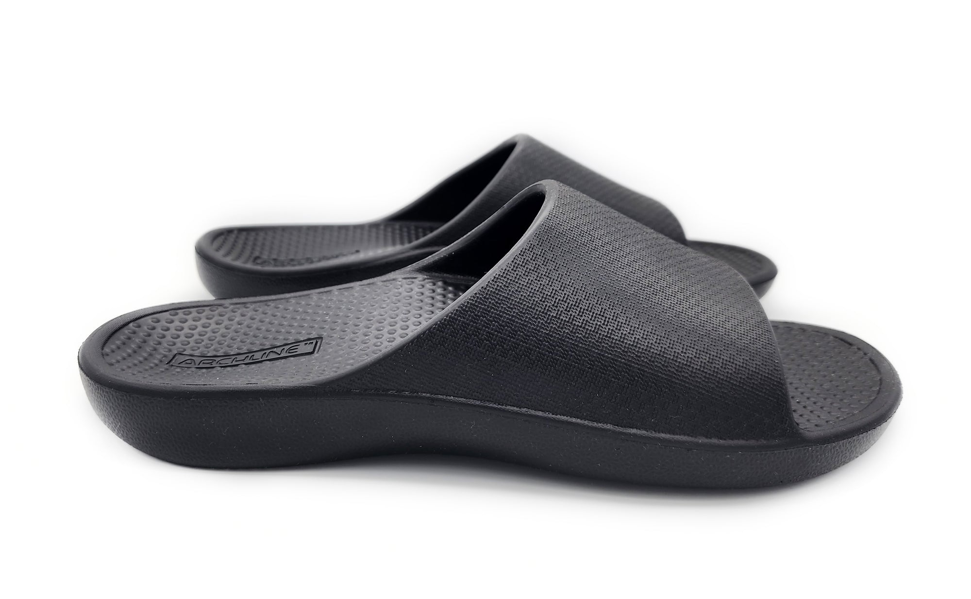 Archline Rebound Orthotic Slides - Black - Foot Pain Plantar Fasciitis ...