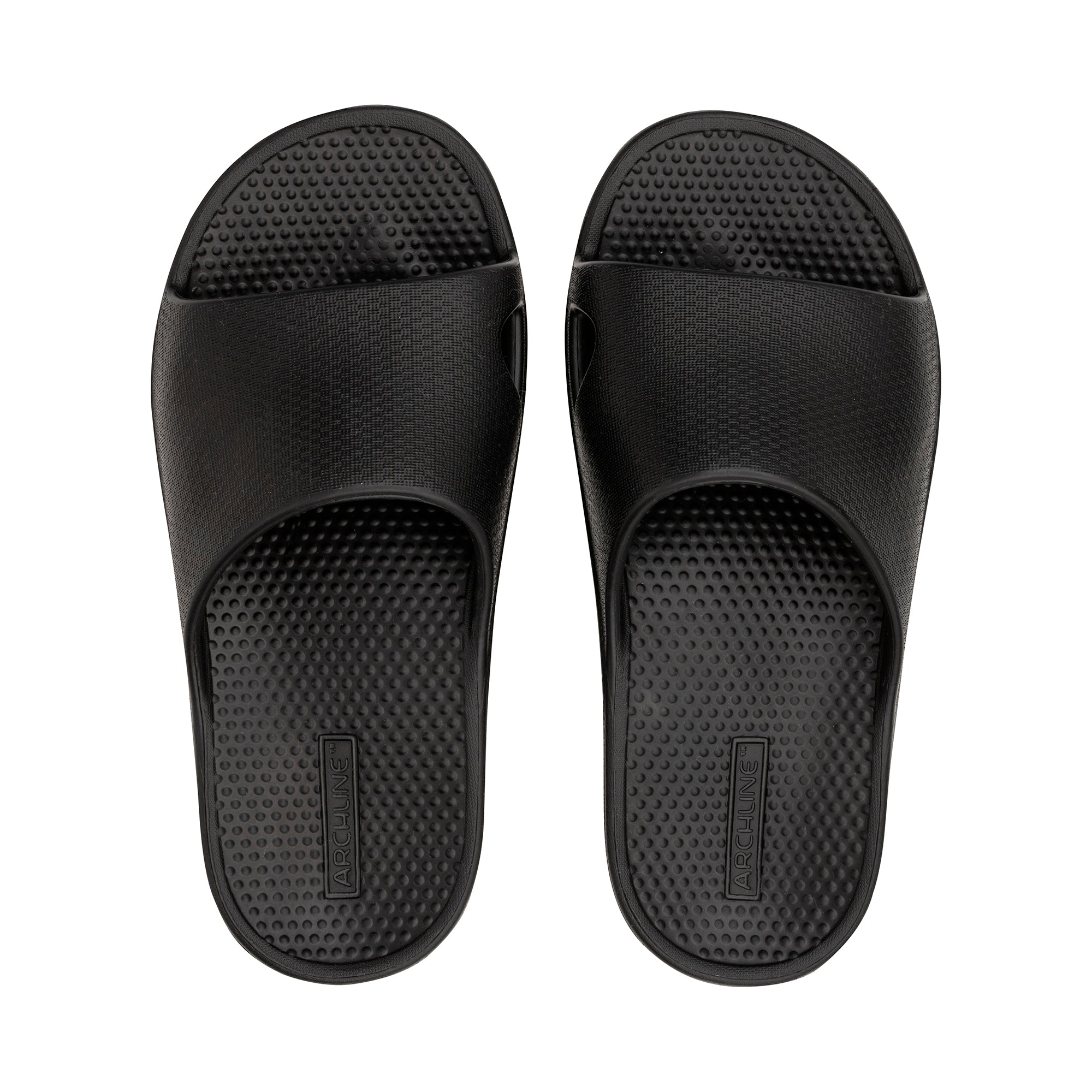 Archline Rebound Orthotic Slides - Black - Foot Pain Plantar Fasciitis ...