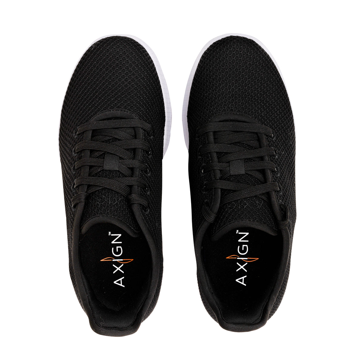 Axign River V2 Lightweight Casual Orthotic Shoe - Black with White Sol